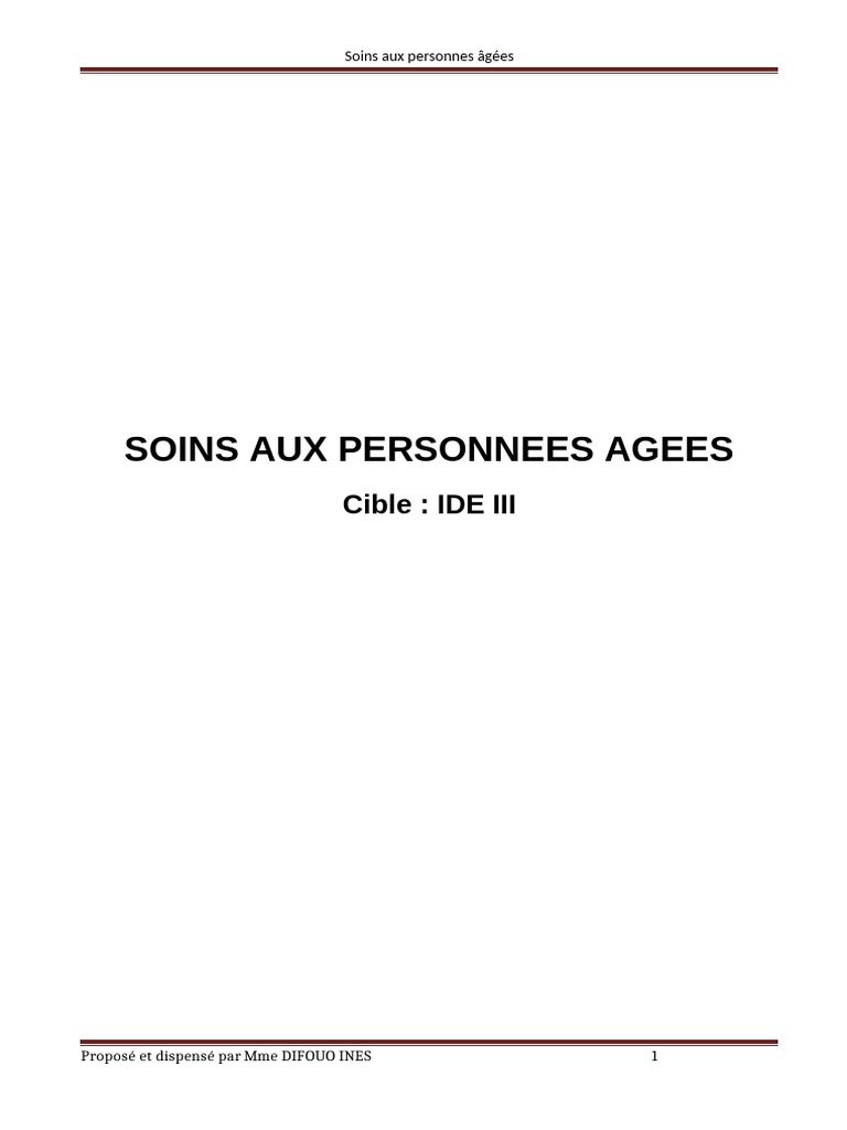 Cours Soins Aux Personnes Âgées ASG - 061343 | PDF | Gériatrie | Cancer ...
