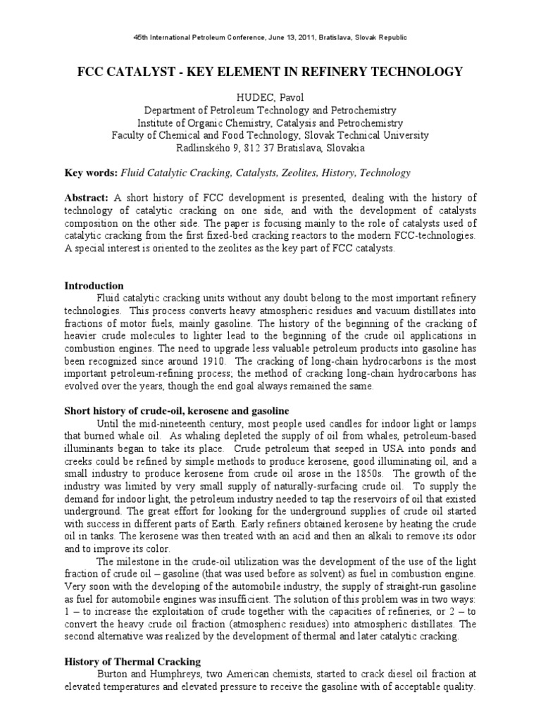 FCC Catalyst-Key Element in Refinery Technology | PDF | Zeolite ...