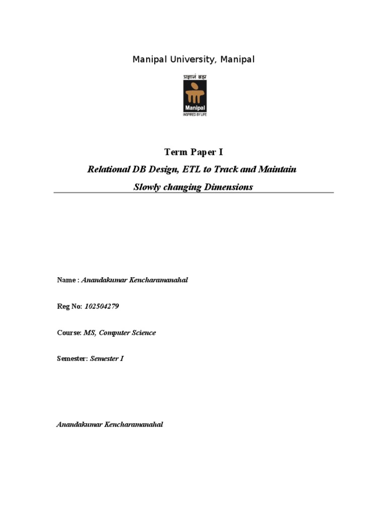 Manipal University Term Paper | PDF | Data Warehouse | Information Science