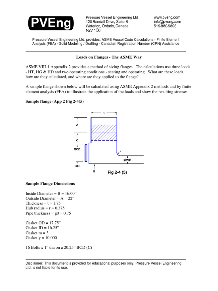 ASME Flange Load Calculation Guide | PDF | Mechanical Engineering ...