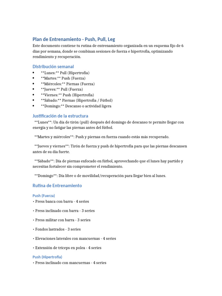 Rutina PPL Optimizada | PDF | Entrenamiento con pesas