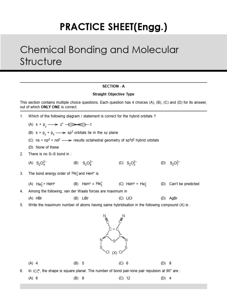 Chapter (Chemical Bonding and Molecular Structure) | PDF | Chemical ...