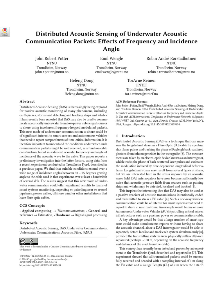 Distributed Acoustic Sensing of Underwater Acoustic Communication ...