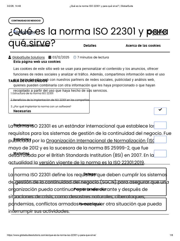 ¿Qué Es La Norma ISO 22301 y para Qué Sirve - GlobalSuite | PDF ...
