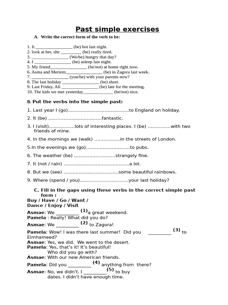Past Simple Exercises | PDF