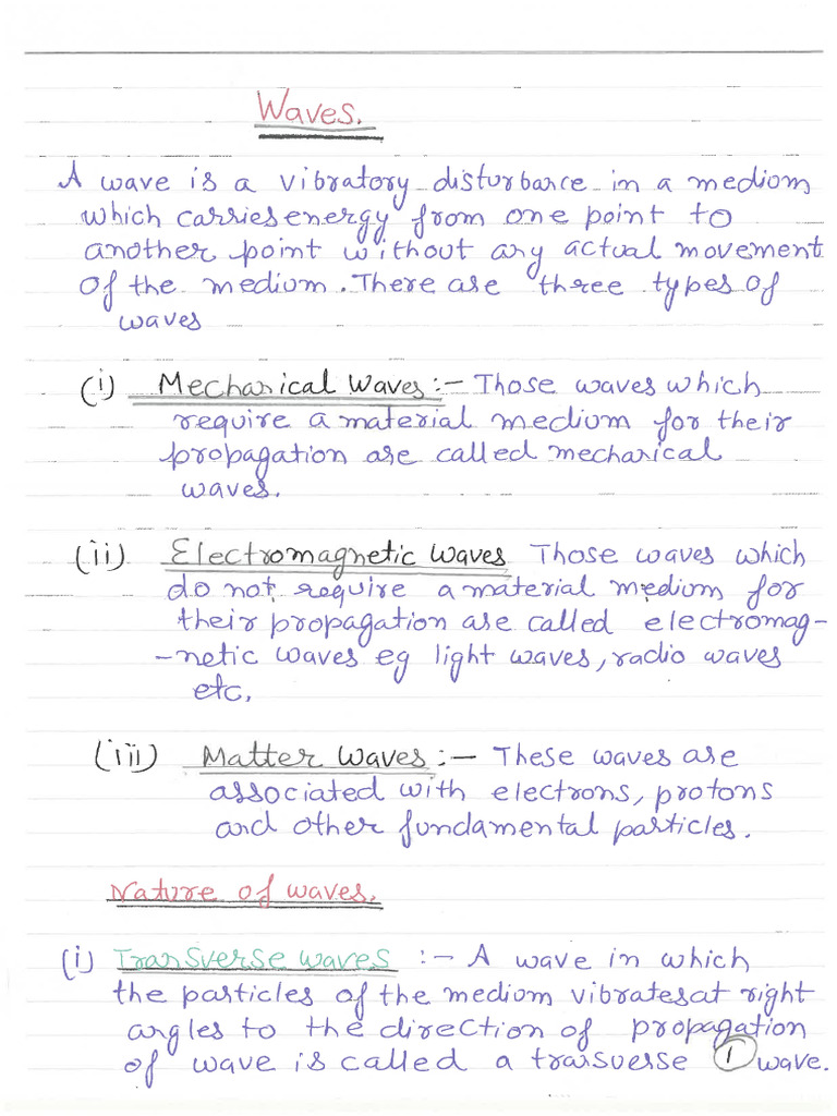 Waves Handwritten Notes | PDF
