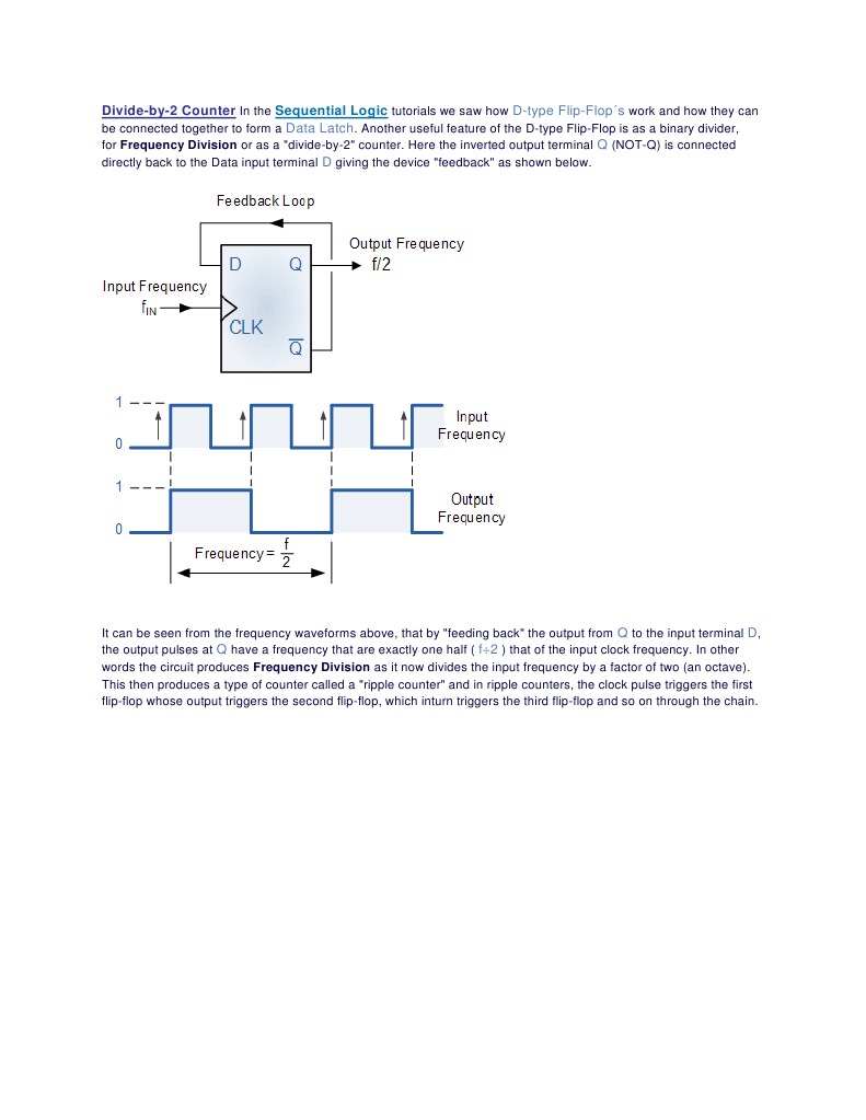 Divide-by-2 Counter Using D Flip-Flops | PDF