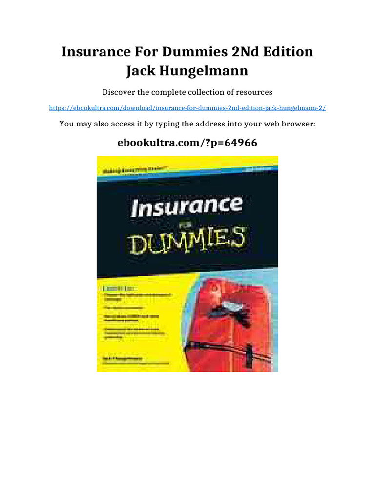 Insurance For Dummies 2nd Edition Jack Hungelmann Ready To Read | PDF ...