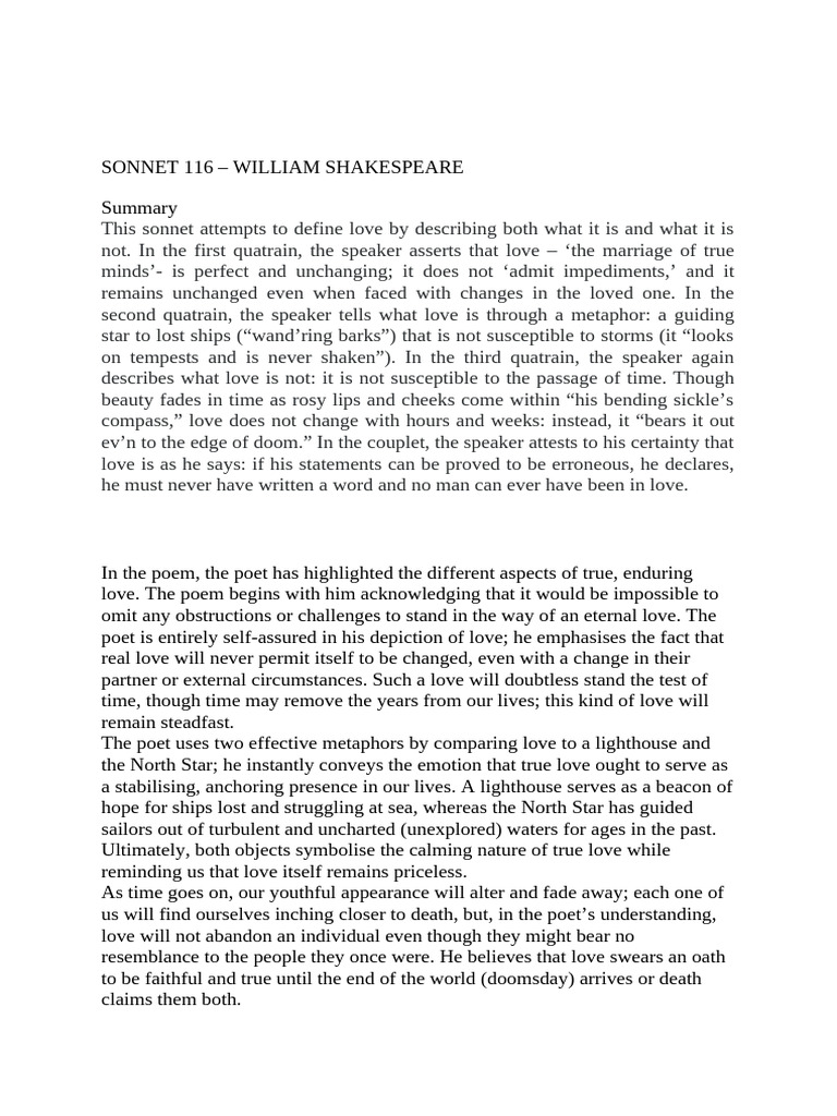 Sonnet 116 | PDF | Literary Criticism | Stanzaic Form