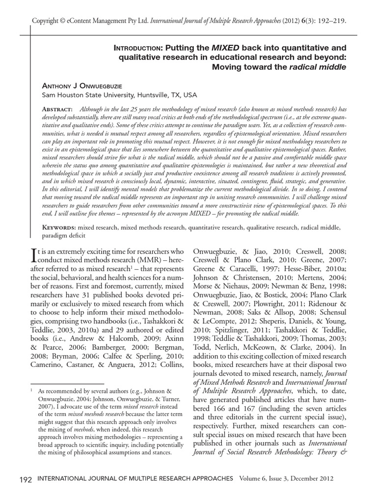 Putting the MIXED back into quantitative and qualitative research in ...