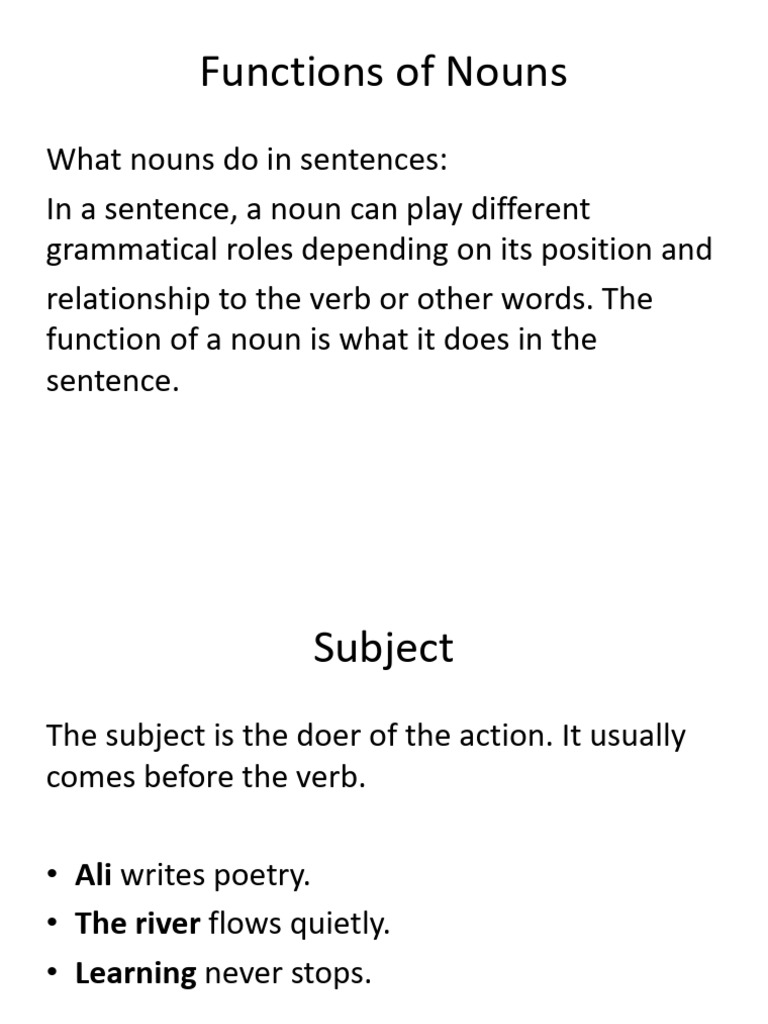 Functions of Nouns | PDF