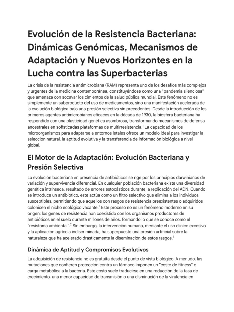 Evolución Bacteriana y Resistencia A Antibióticos | PDF | Plásmido ...