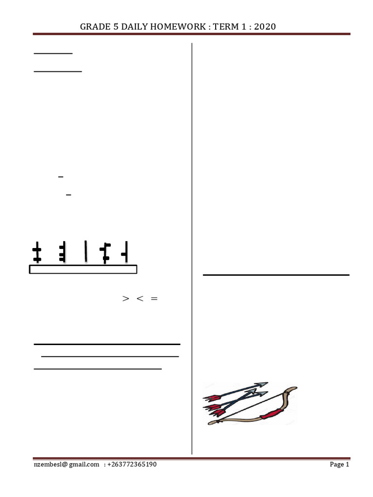Grade 5 Daily Homework 2020admire | PDF