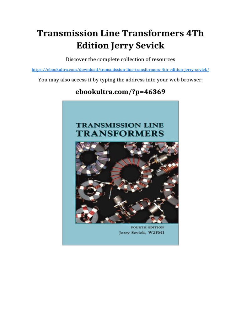 Transmission Line Transformers 4th Edition Jerry Sevick No Waiting Time ...