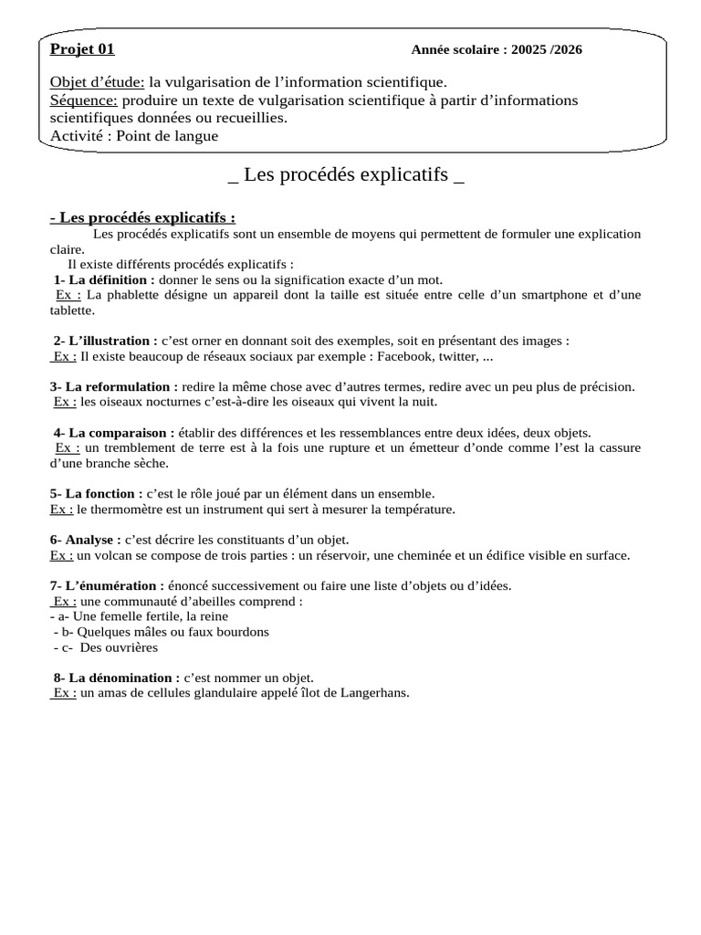 Les Procédés Explicatifs | PDF
