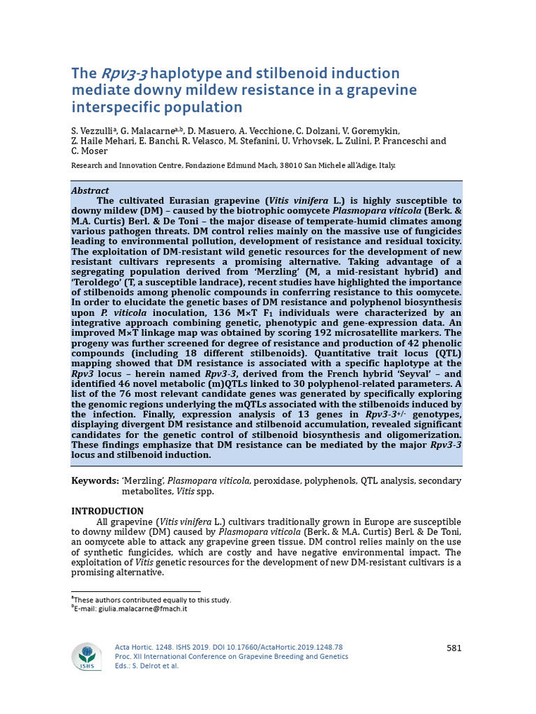 1x. Acta Hortic. DOI 10.17660ActaHortic.2019.1248.78 | PDF | Genetic ...