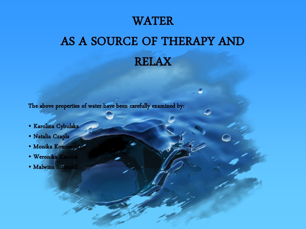 Task 9: Water As A Way of Therapy and Relax | PDF | Spa | Clinical Medicine
