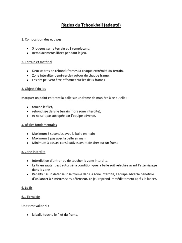 Règlement tchoukball | PDF | Jeux de ballon | Des sports