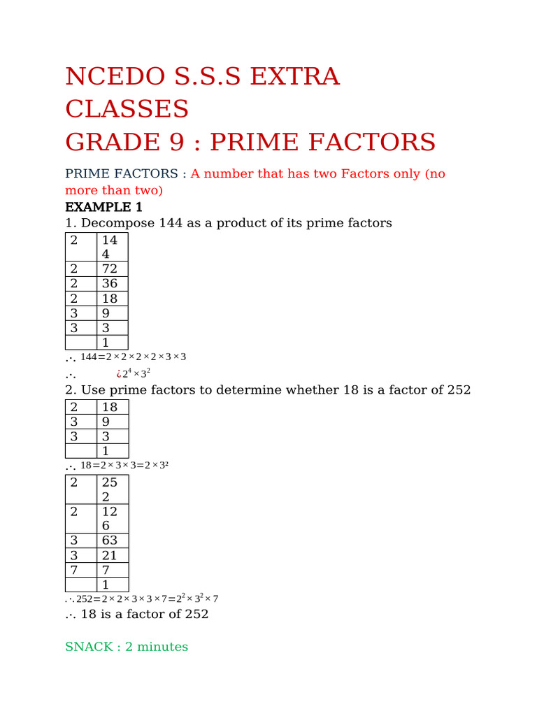 Prime Factors | PDF