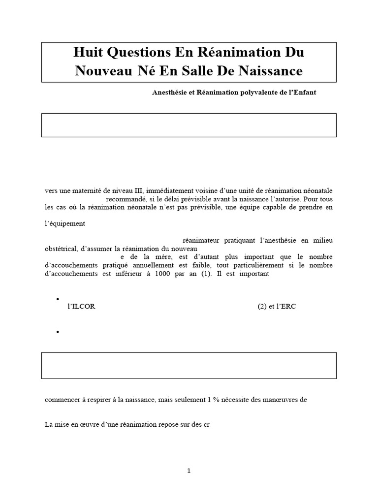 Réanimation Du Nouveau | PDF | Réanimation cardio-pulmonaire | Nourrisson
