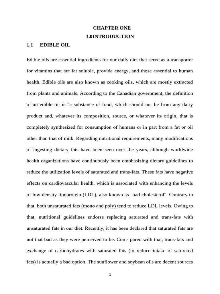 Project Main Work | PDF | Fat | Cooking Oil