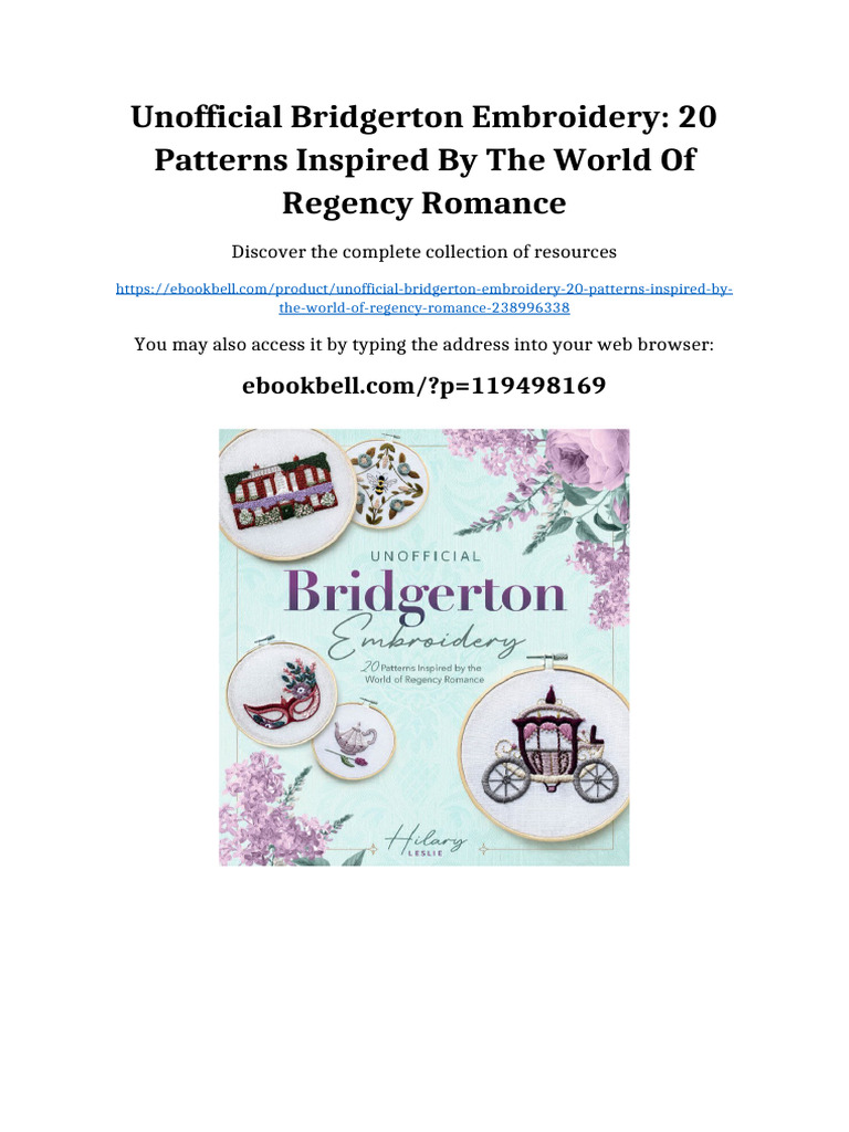 Unofficial Bridgerton Embroidery: 20 Patterns Inspired by the World of ...