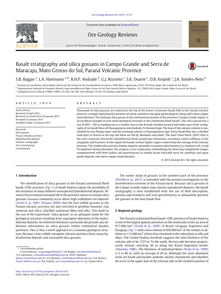 Basalt Stratigraphy and Silica Gossans in Campo Grande and Serra de ...
