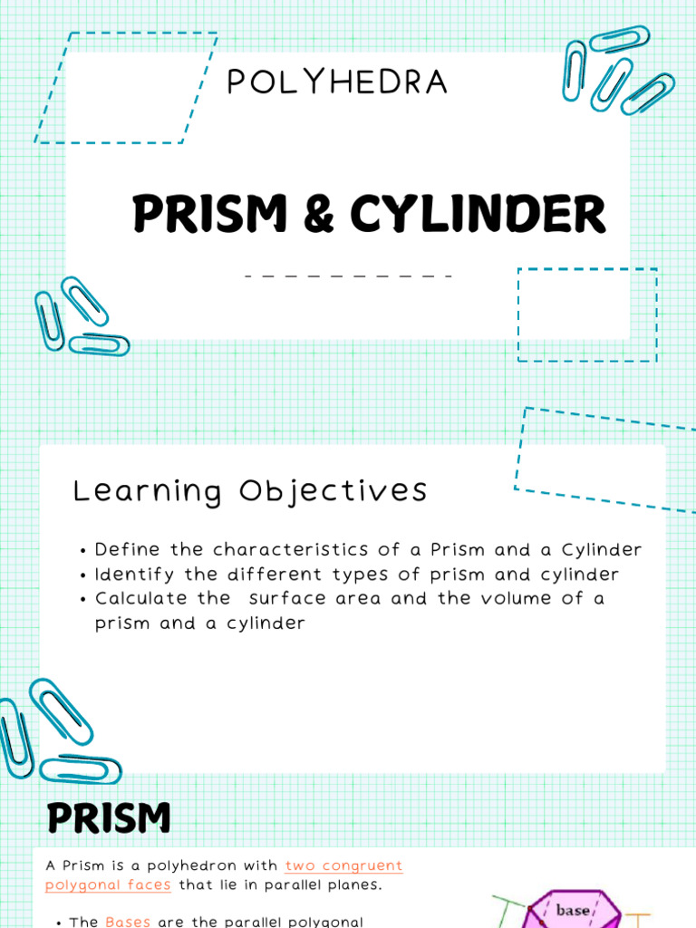 Lecture 6 - Prism and Cylinder | PDF | Area | Surface Area