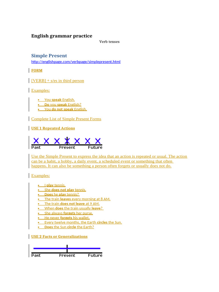 Verb Tenses Theory and Exercises | PDF | Perfect (Grammar) | Verb