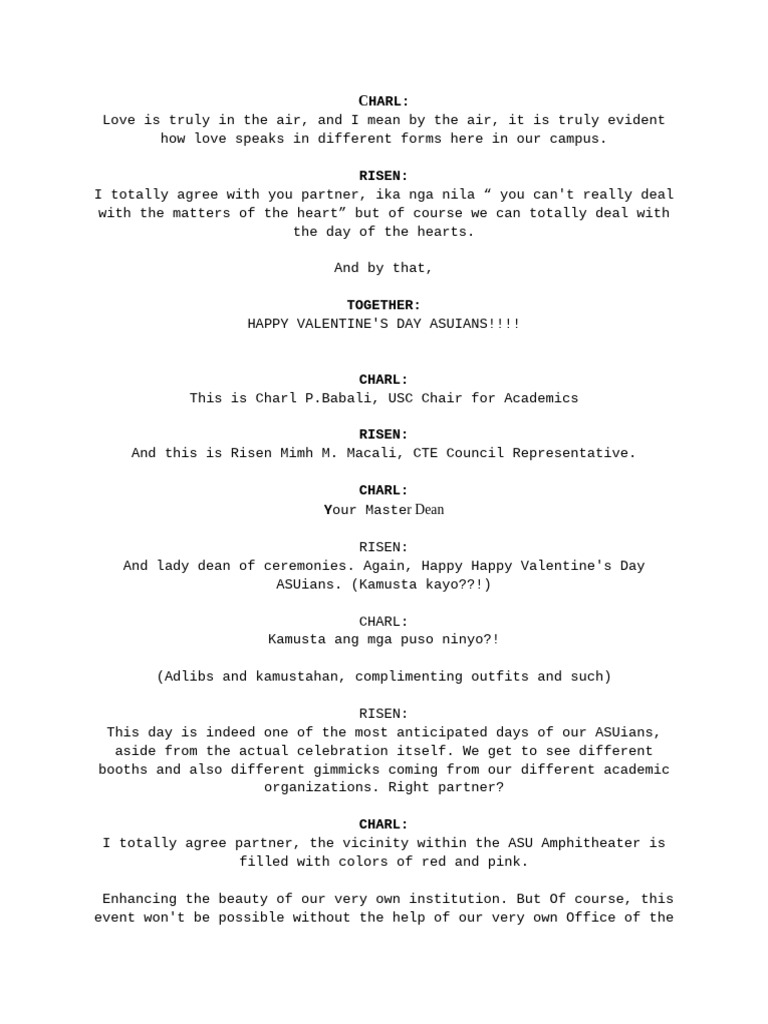 Valentine's Day Script | PDF