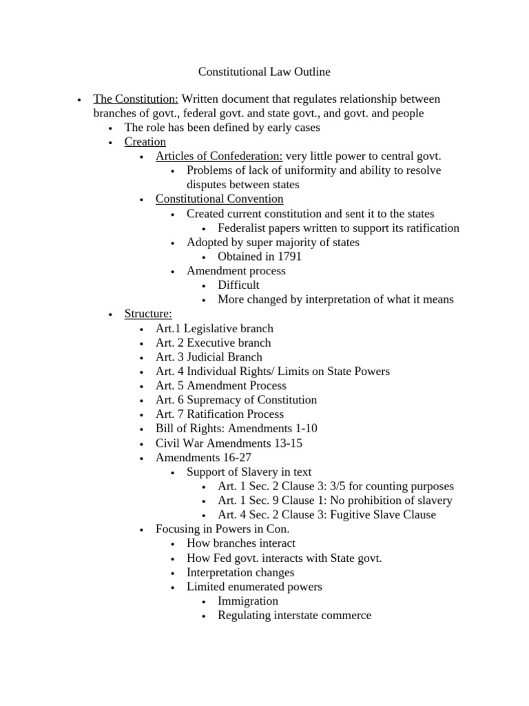 Constitutional Law Outline | PDF | Commerce Clause | Standing (Law)