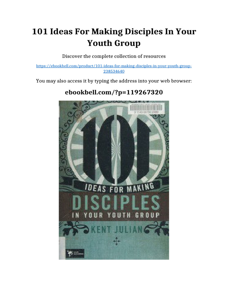 101 Ideas For Making Disciples in Your Youth Group Available Full ...