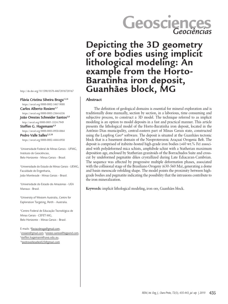 Depicting The 3D Geometry of Ore Bodies Using Implicit Lithological ...