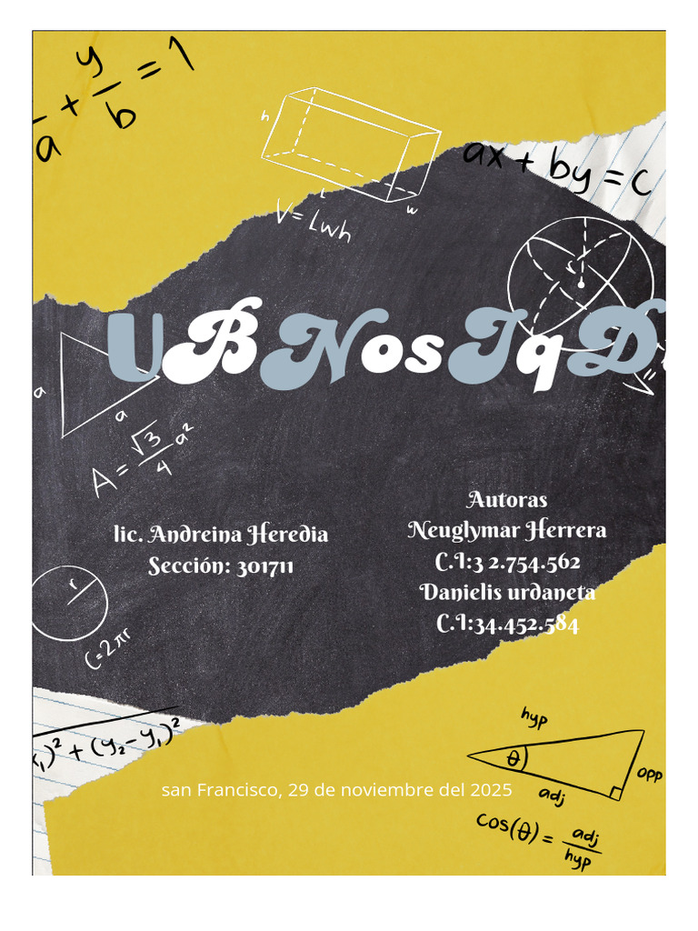 Documento A4 Portada Carátula de Matemáticas Pizarra Scrapbook Amarill ...