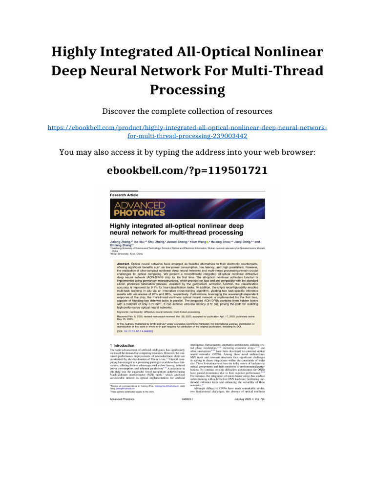 Highly integrated all-optical nonlinear deep neural network for multi ...