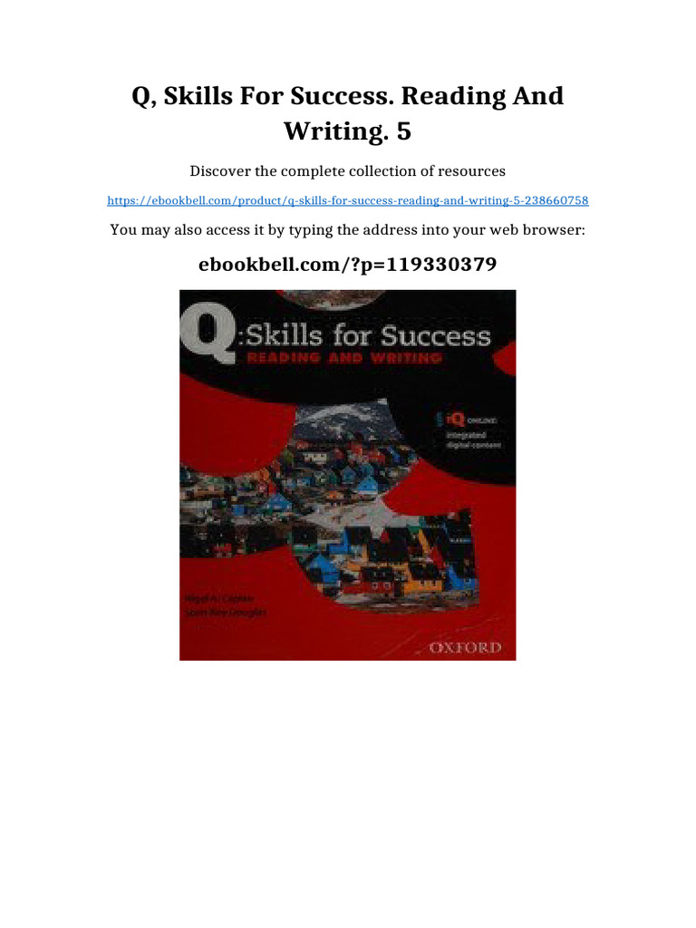 Q, skills for success. Reading and writing. 5 available full chapters ...