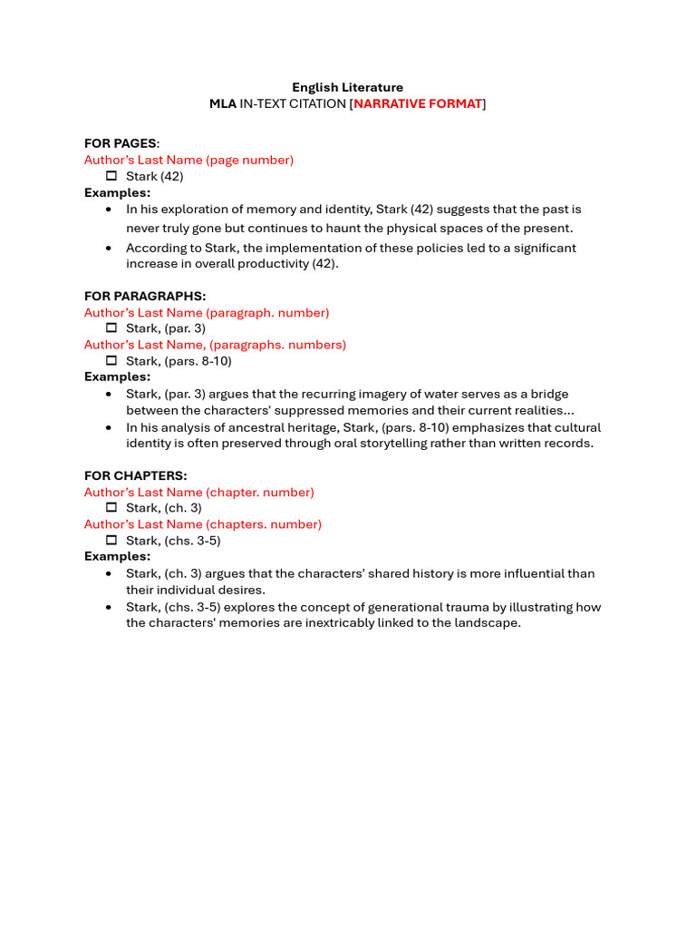 Literary Criticism and Analysis MLA Format - English Literature | PDF ...