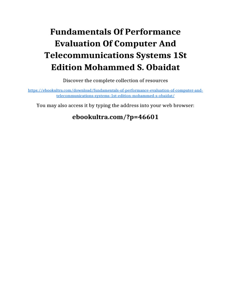 Fundamentals of Performance Evaluation of Computer and ...