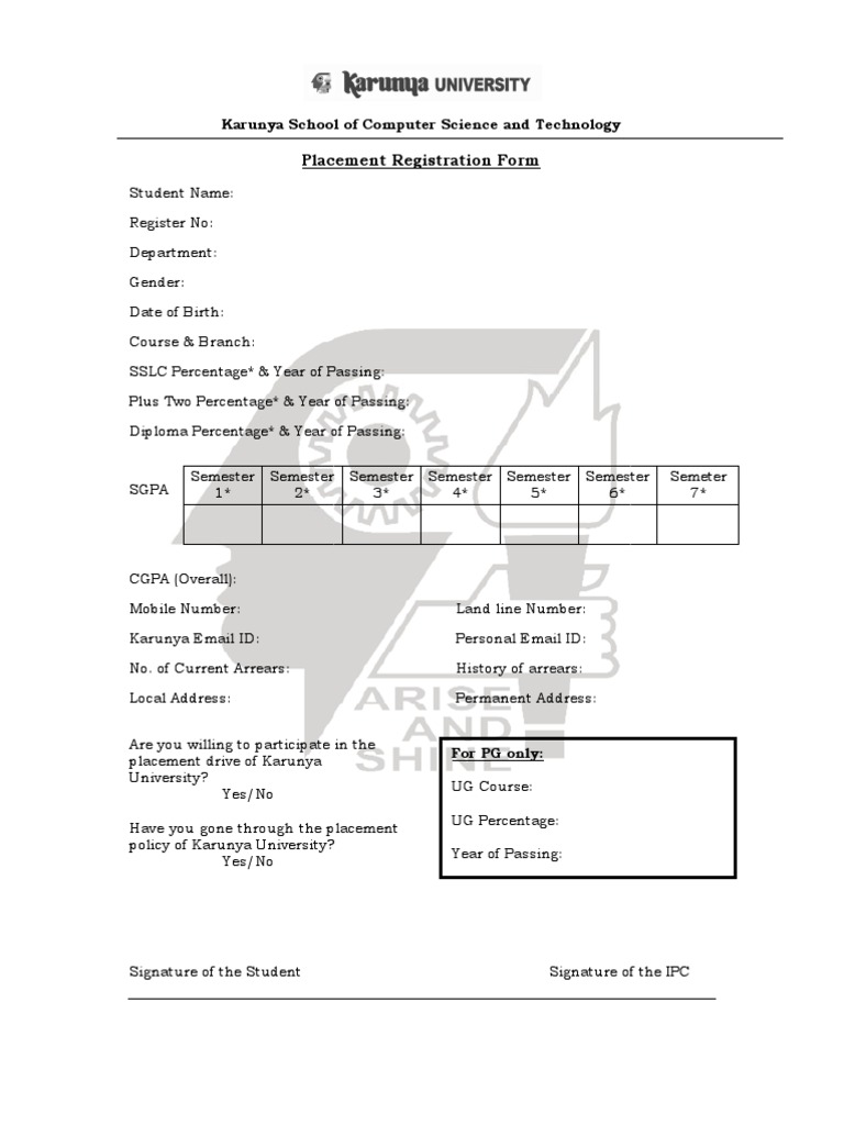 Placement Registration Form | PDF