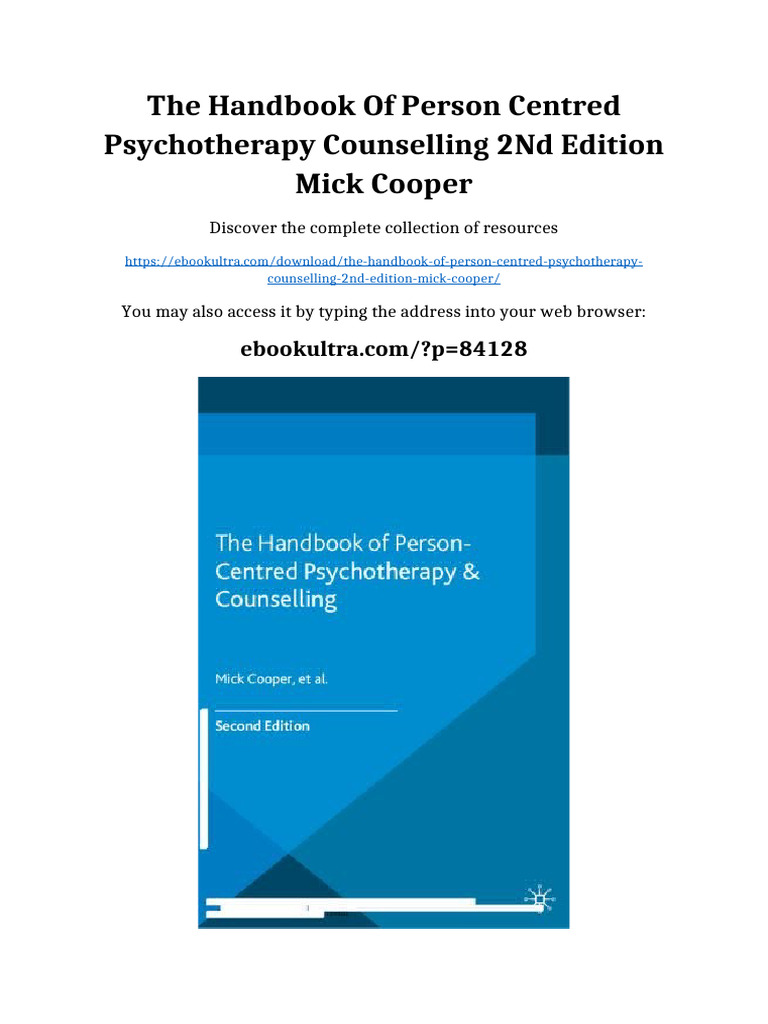 The Handbook of Person Centred Psychotherapy Counselling 2nd Edition ...