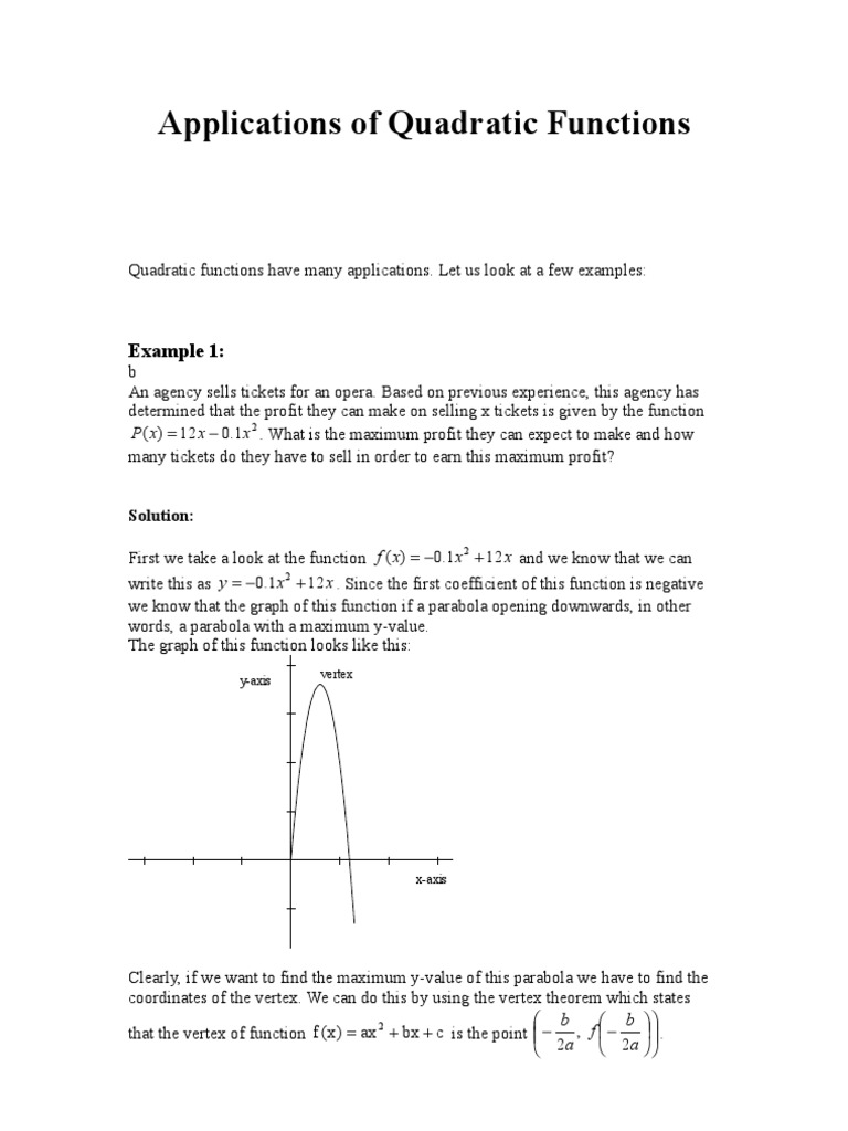 Applications of Quadratic Functions | PDF | Business