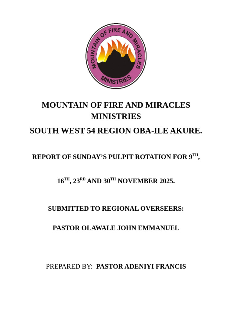 Mountain of Fire and Miracles Ministries | PDF