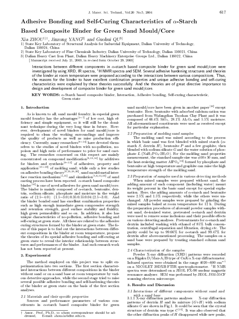 Adhesive Bonding and Self-Curing Characteristics of α-Starch Based ...