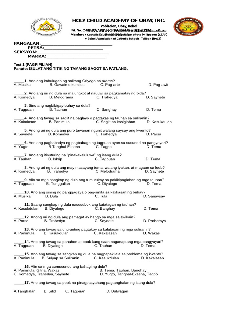 2nd Quarter Monthly Exam 10 | PDF
