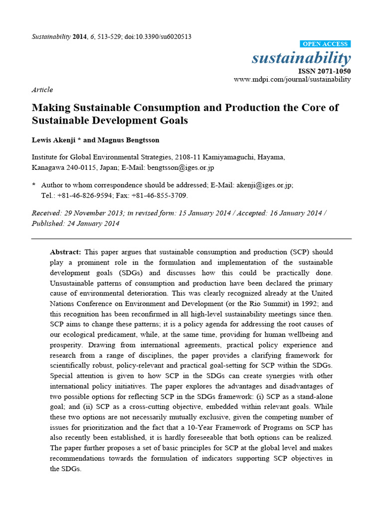 Sustainability 06 00513 | PDF | Sustainability | Millennium Development ...
