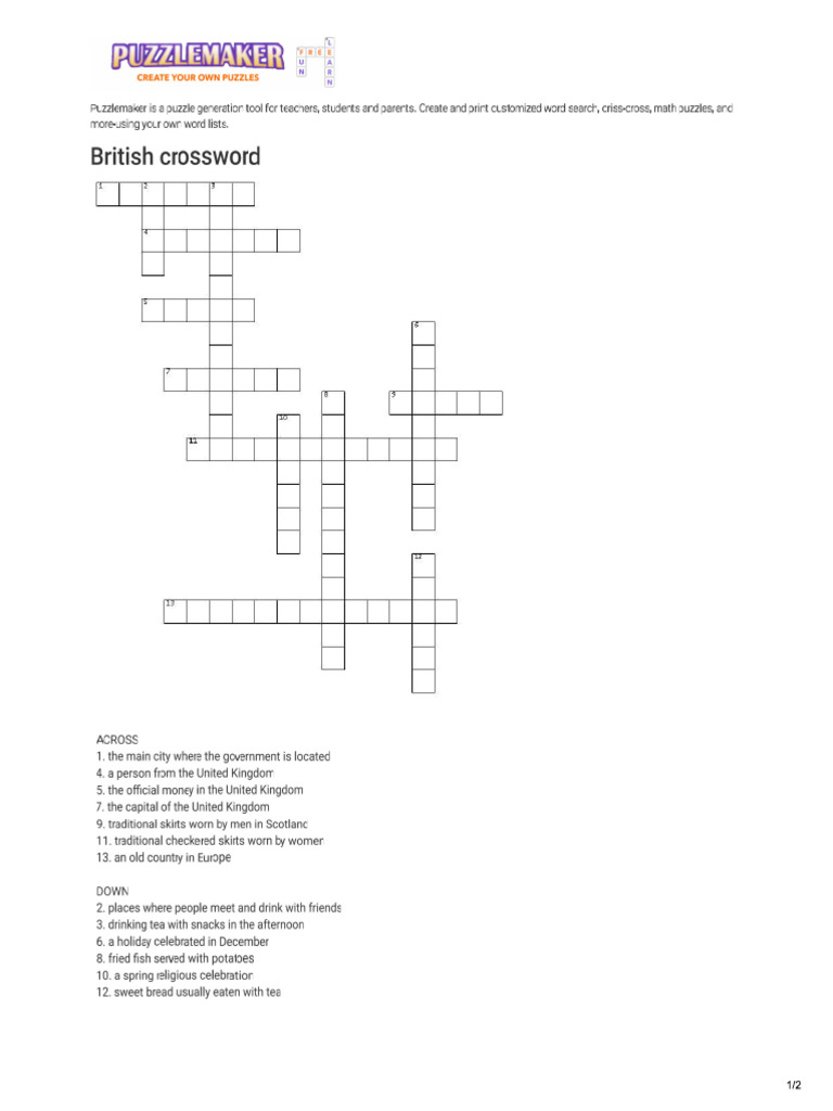 British Crossword | PDF