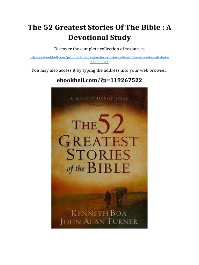 The 52 Greatest Stories Of The Bible : a Devotional Study Full Chapters ...