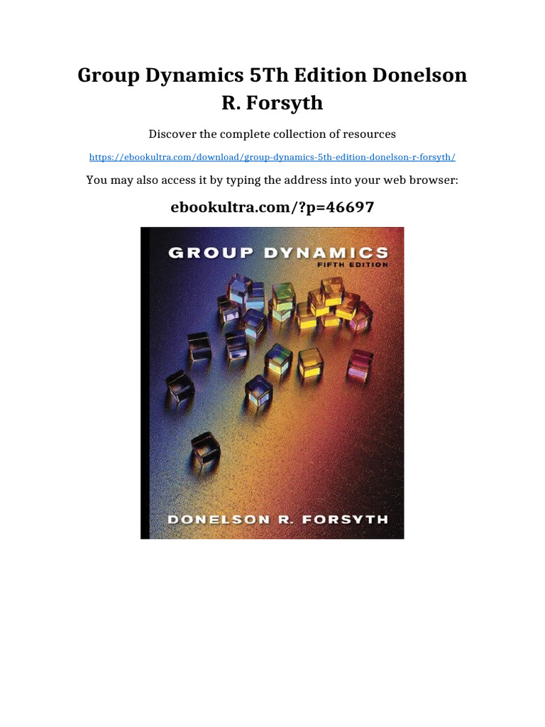 Group Dynamics 5th Edition Donelson R. Forsyth Digital Version 2025 | PDF