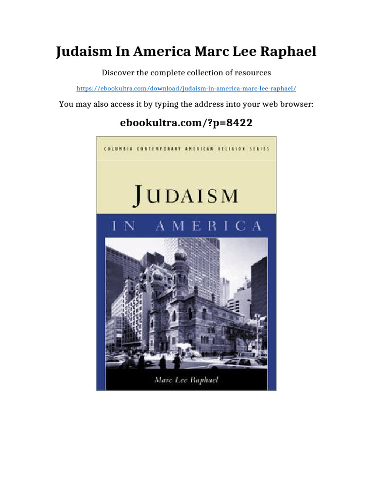Judaism in America Marc Lee Raphael latest pdf 2025 | PDF ...