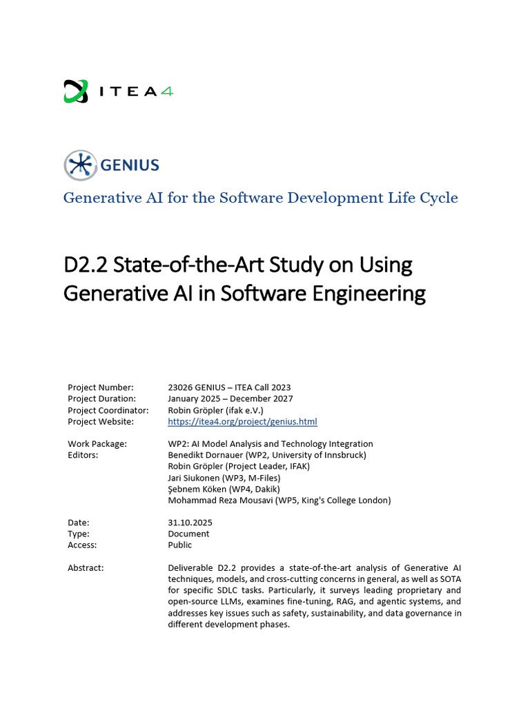 D2.2 - State-Of-The-Art Study On Using Generative AI in Software ...